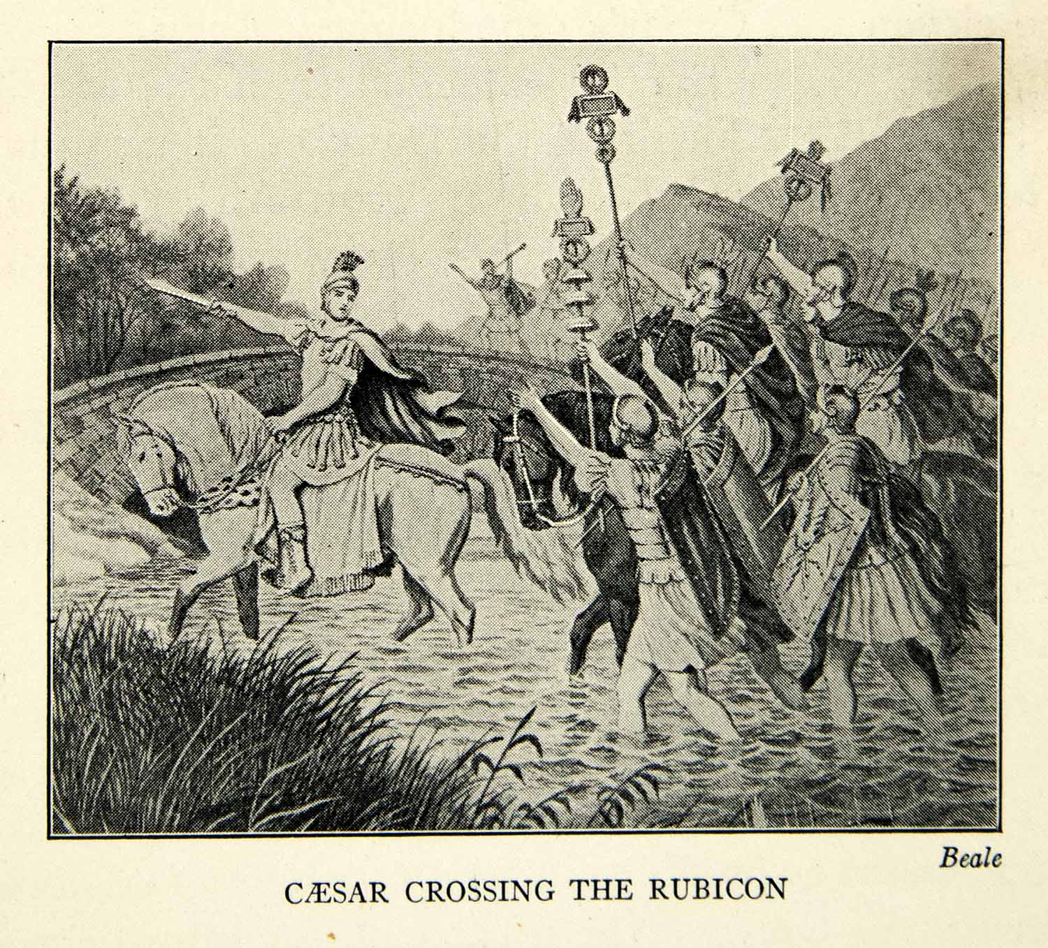 Julius Caesar Crossing The Rubicon River And Change The